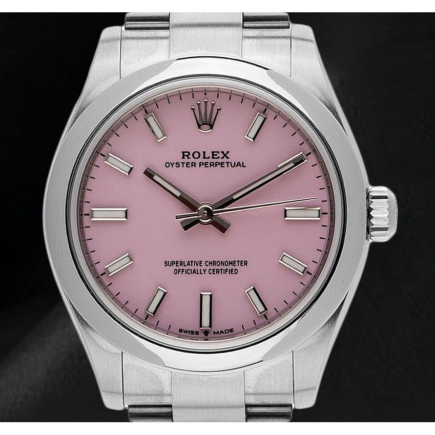 Rolex Oyster Perpetual 31mm Candy Pink Luminous Dial Stainless Steel M ...