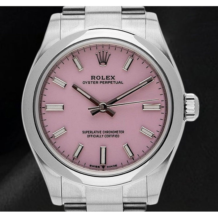 Rolex Oyster Perpetual 31mm Candy Pink Luminous Dial Stainless Steel M ...