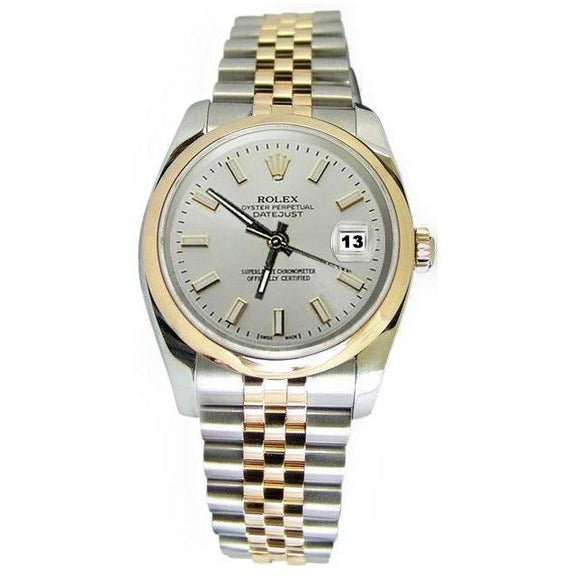 Rolex Two Tone Gents Watch Date Just Gold Smooth Bezel QUICK SET ...