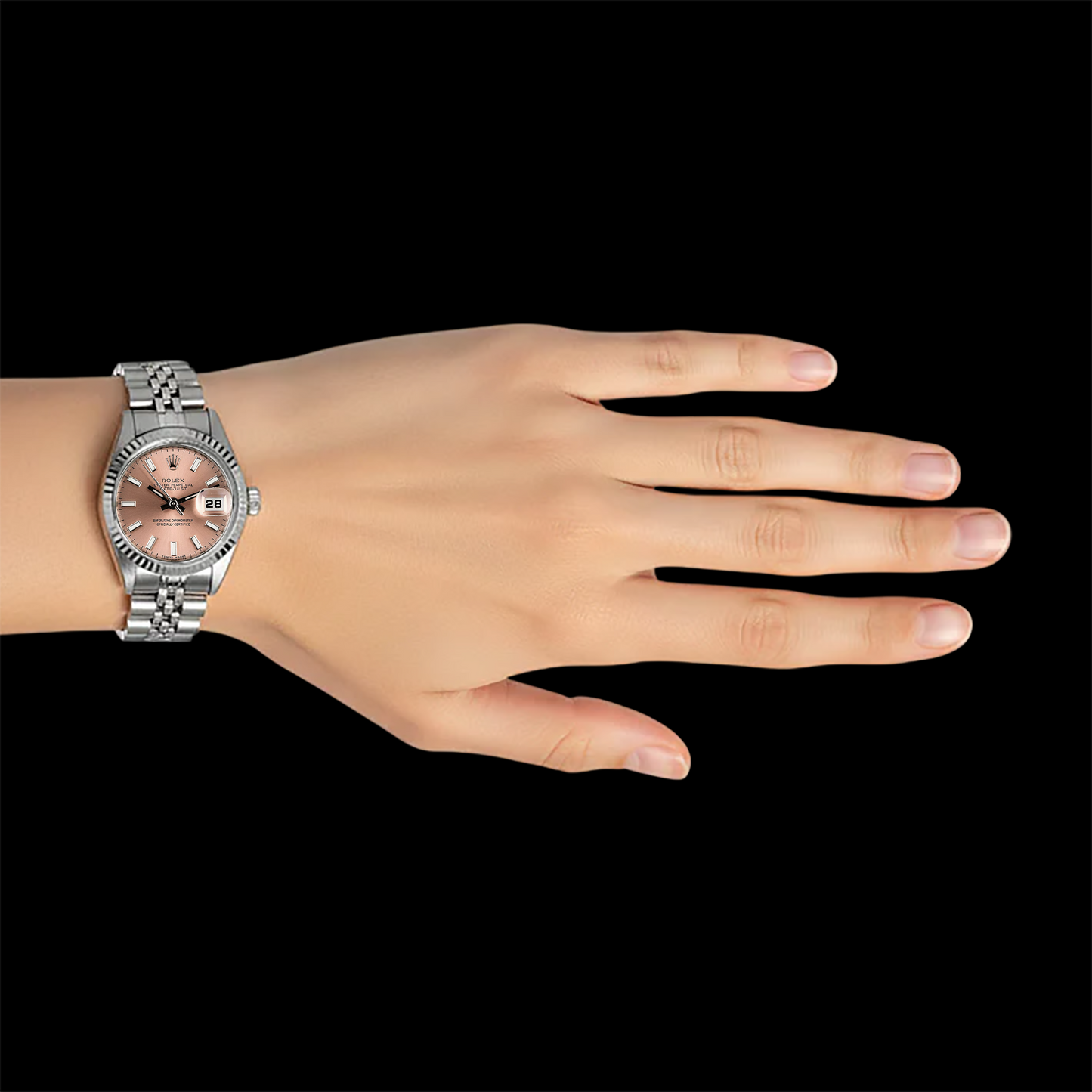 Rolex Lady Datejust 26mm Salmon Dial Fluted Bezel Jubilee Hidden Clasp ...