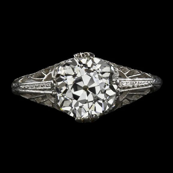 Vintage Style Solitaire Round Old Mine Cut Natural Earth Mined Diamond ...