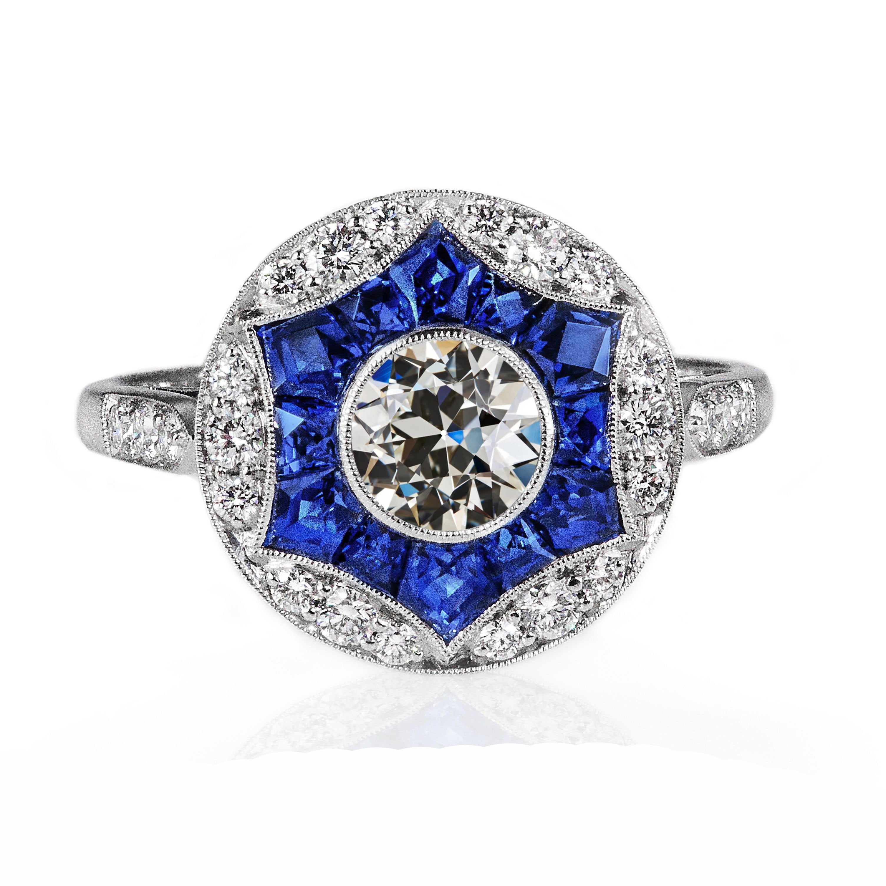Art Deco Jewelry New Halo Old European Natural Earth Mined Diamond Sap ...